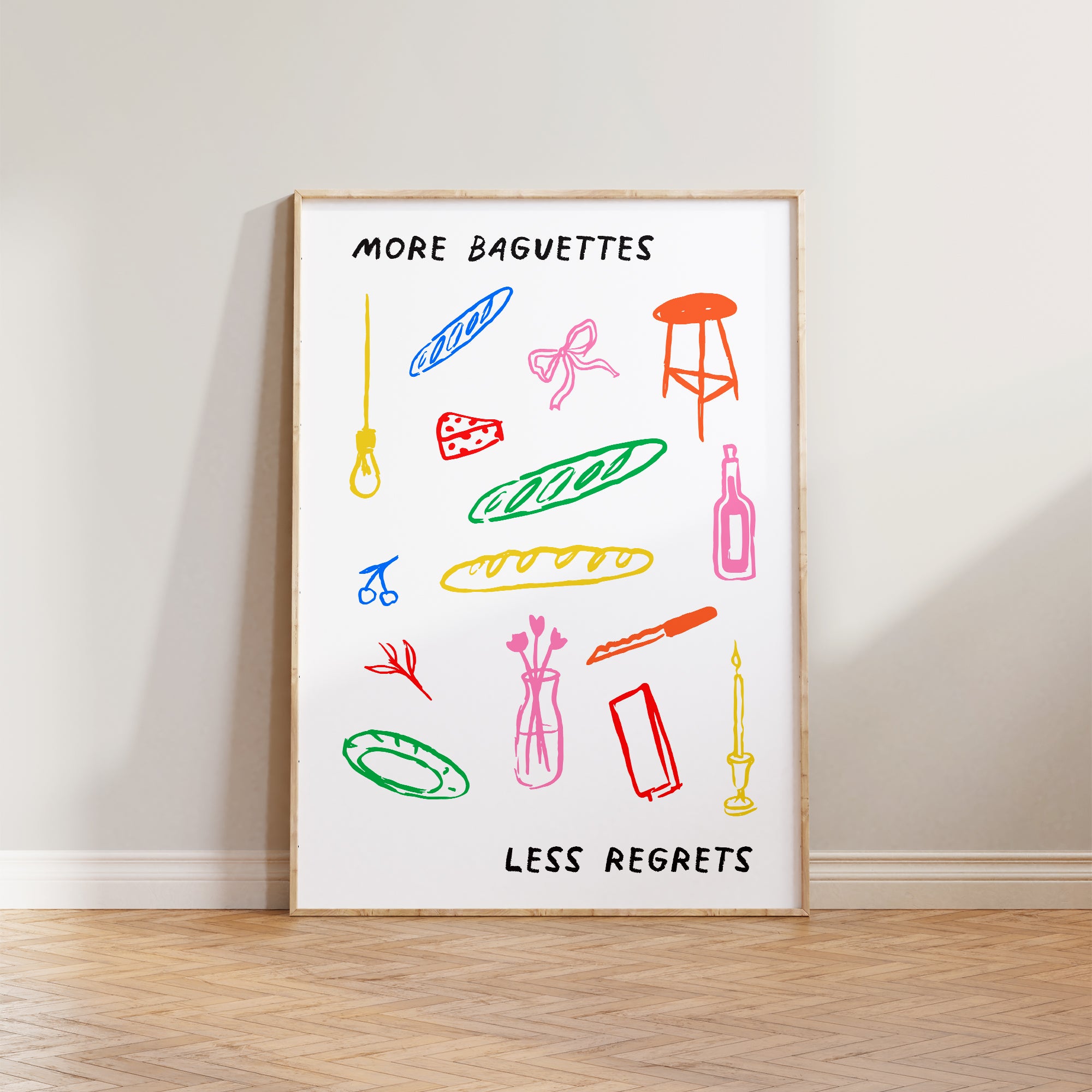 More Baguettes, Less Regrets Doodle Print – Lune Club